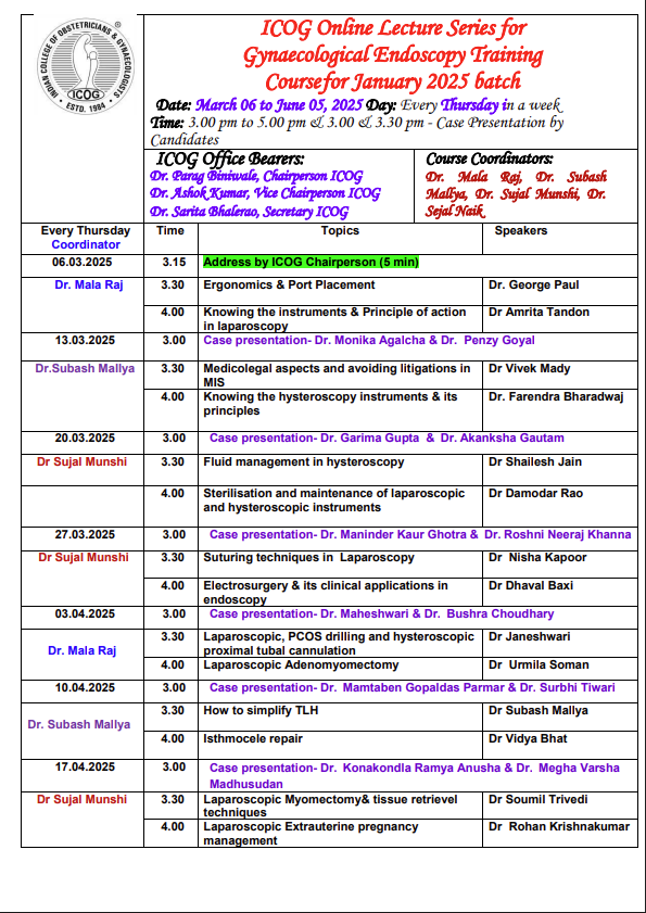 Six Month Certificate Course – ICOGONLINE – Academic Wing of FOGSI