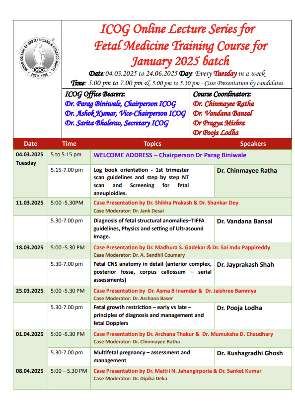 Six Month Certificate Course – ICOGONLINE – Academic Wing of FOGSI